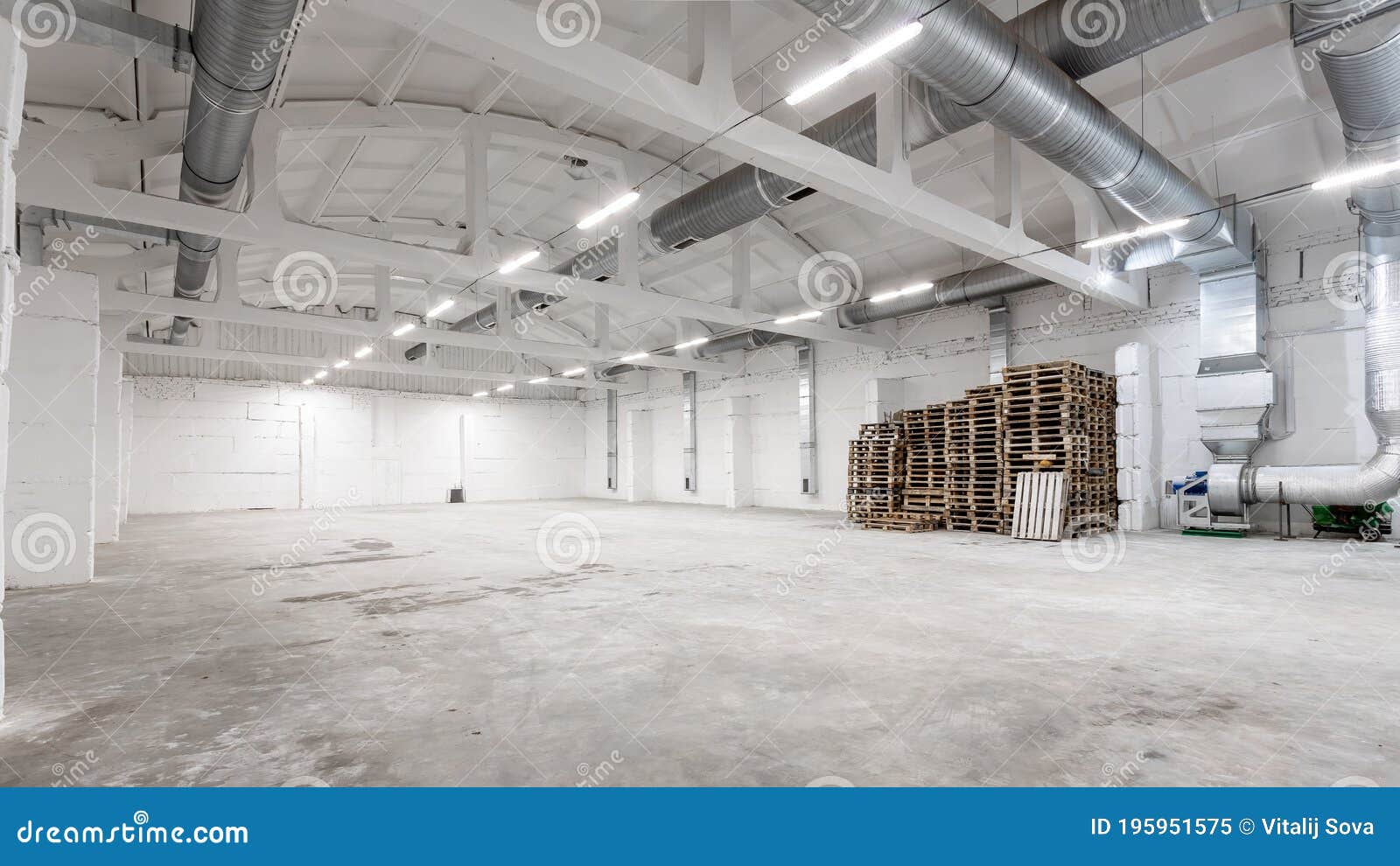 The Interior of a Huge Industrial Warehouse Stock Image - Image of ...