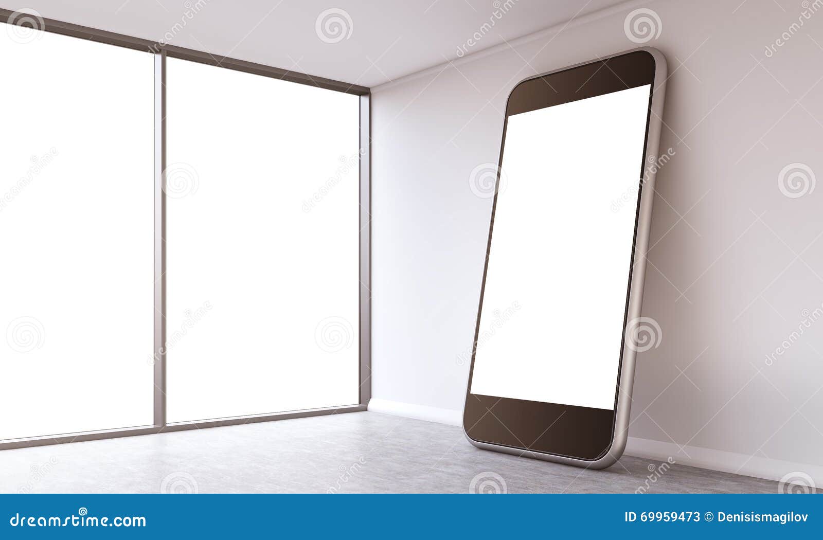 Interior with huge phone stock illustration. Illustration of ...