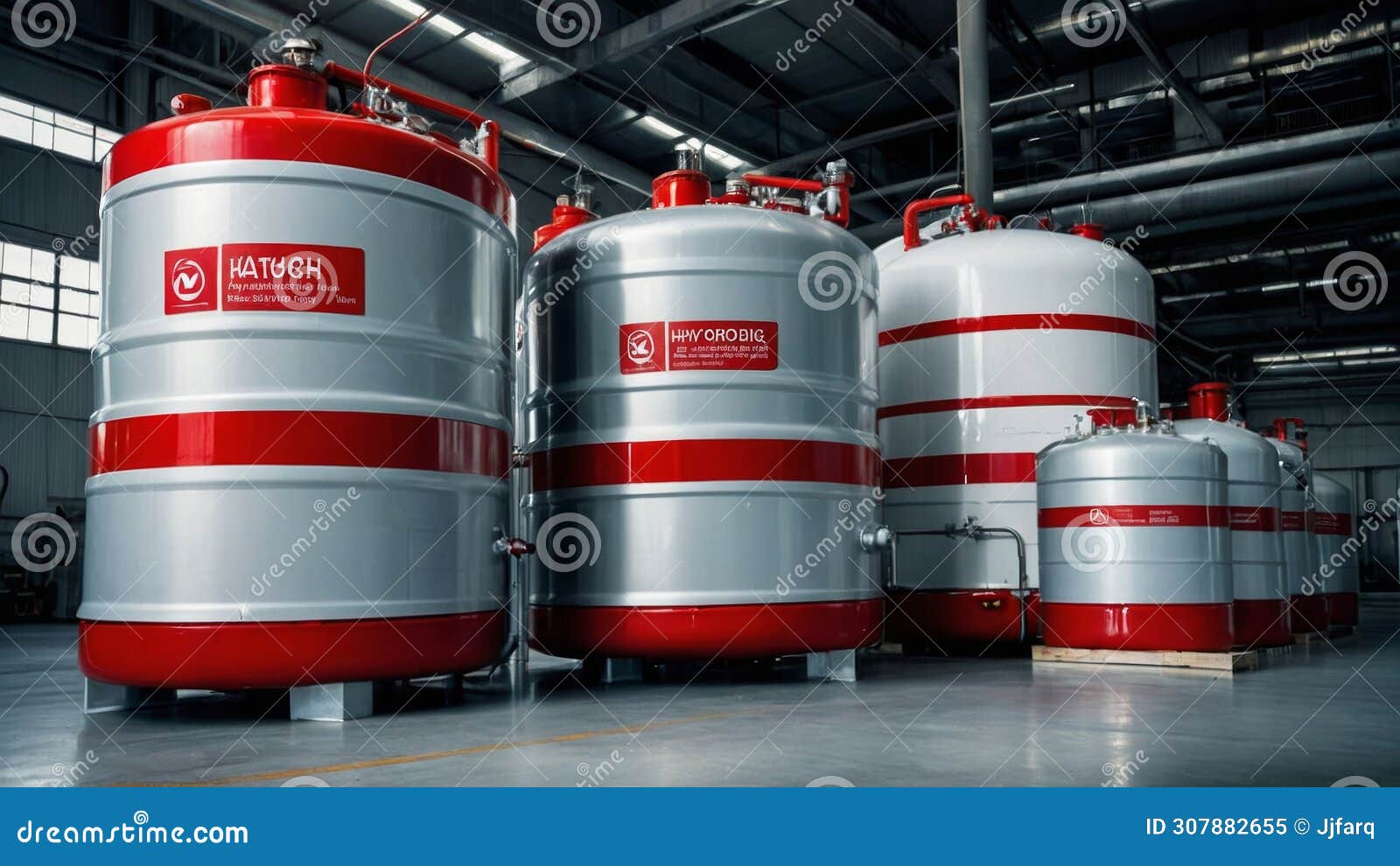 Generative AI, Hydrogen Power Plant, Large Steel Tanks And Pipes. Stock ...