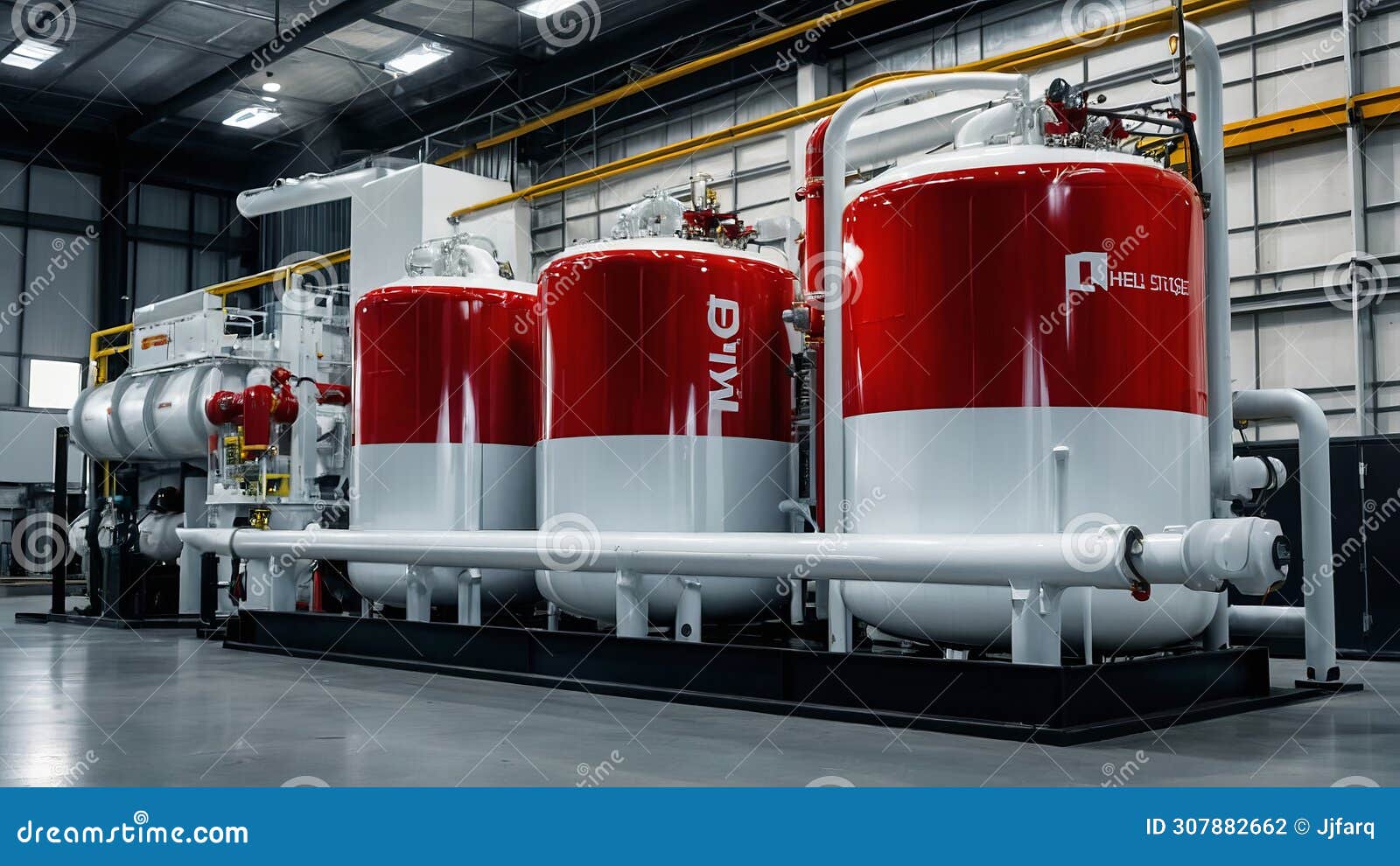 Interior of Hydrogen Production and Processing Plant, Large Storage ...