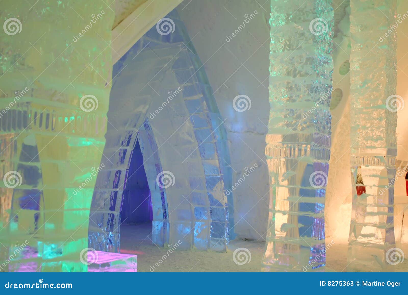 Interior Ice Hotel with Colored Light. Editorial Stock Photo - Image of ...