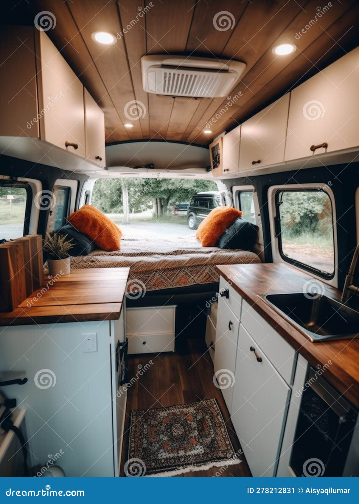 Interior Illustration of a Camper Van. Basic Furniture and Basic Needs ...