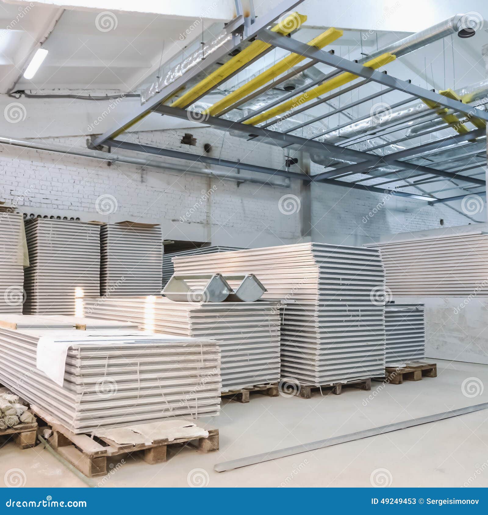 Interior of Industrial Building Under Construction Stock Image - Image ...