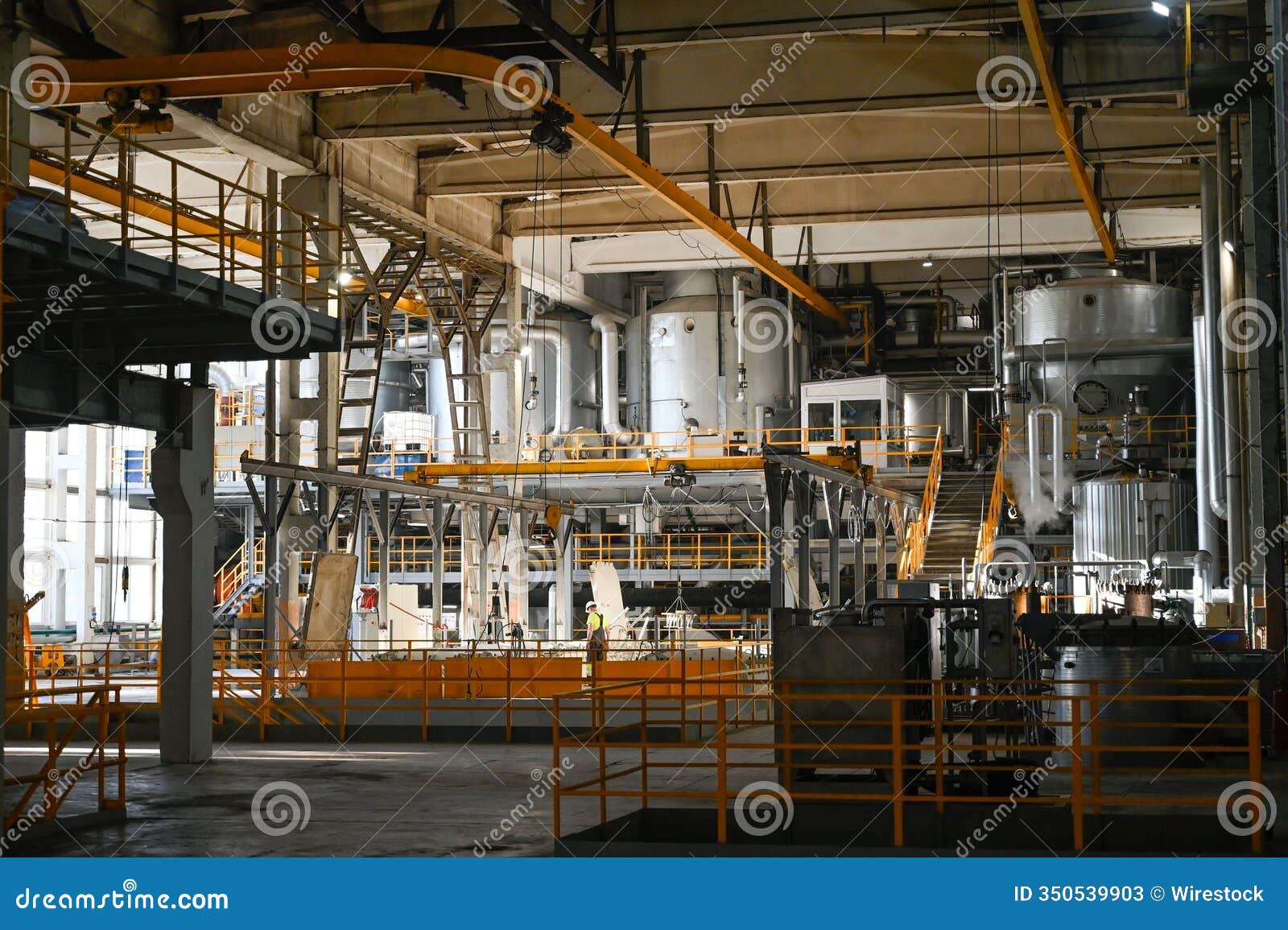 Industrial Factory Interior with Machinery and Metal Structures. Stock ...