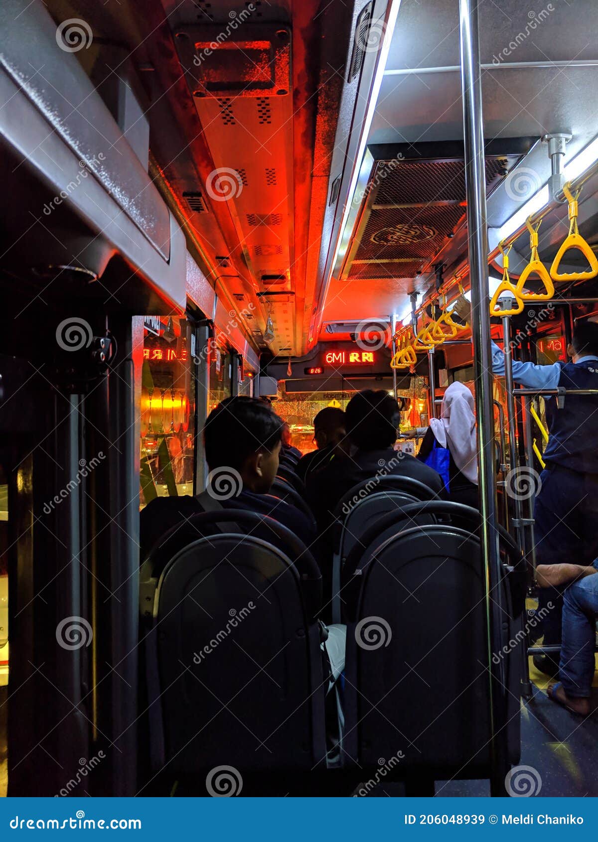 Interior Inside Bus at Night Ride Editorial Stock Image - Image of ...