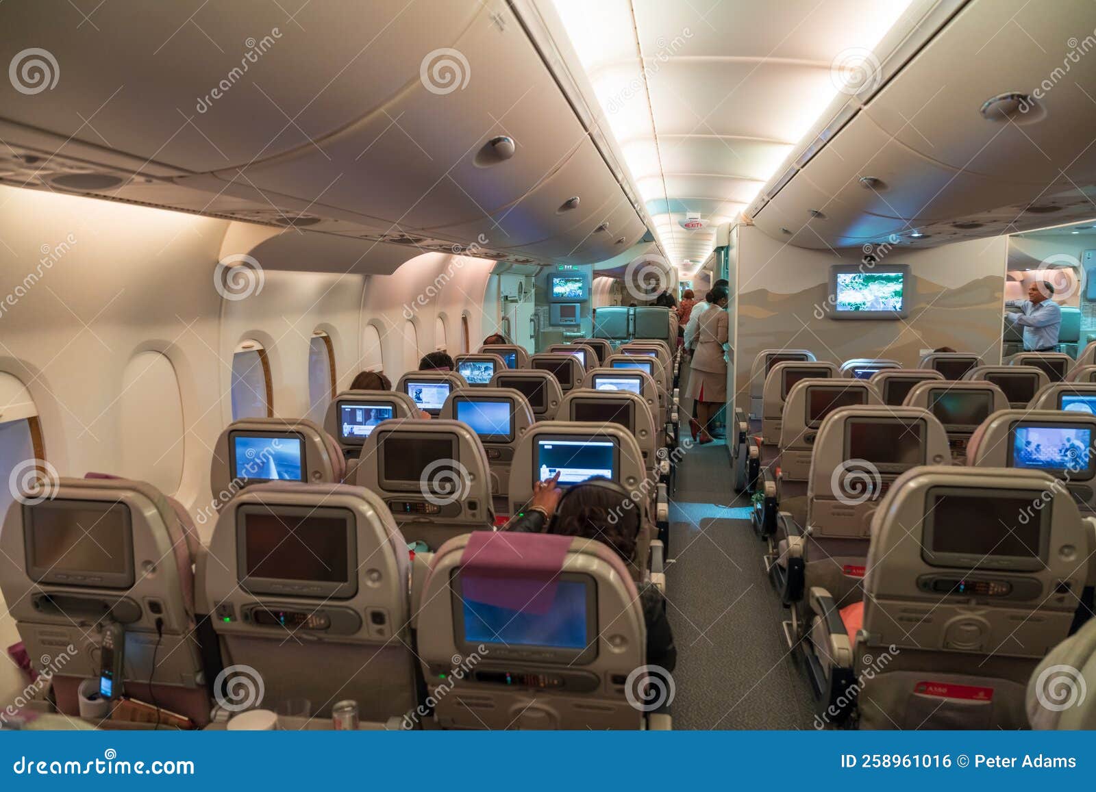 Interior, Inside the Economy Class Cabin on Plane Editorial Photo ...
