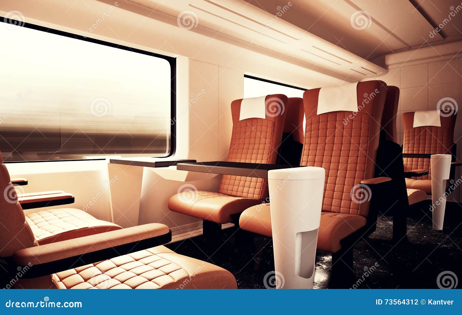 Interior Inside First Class Cabin Modern Speed Express Train.Empty ...