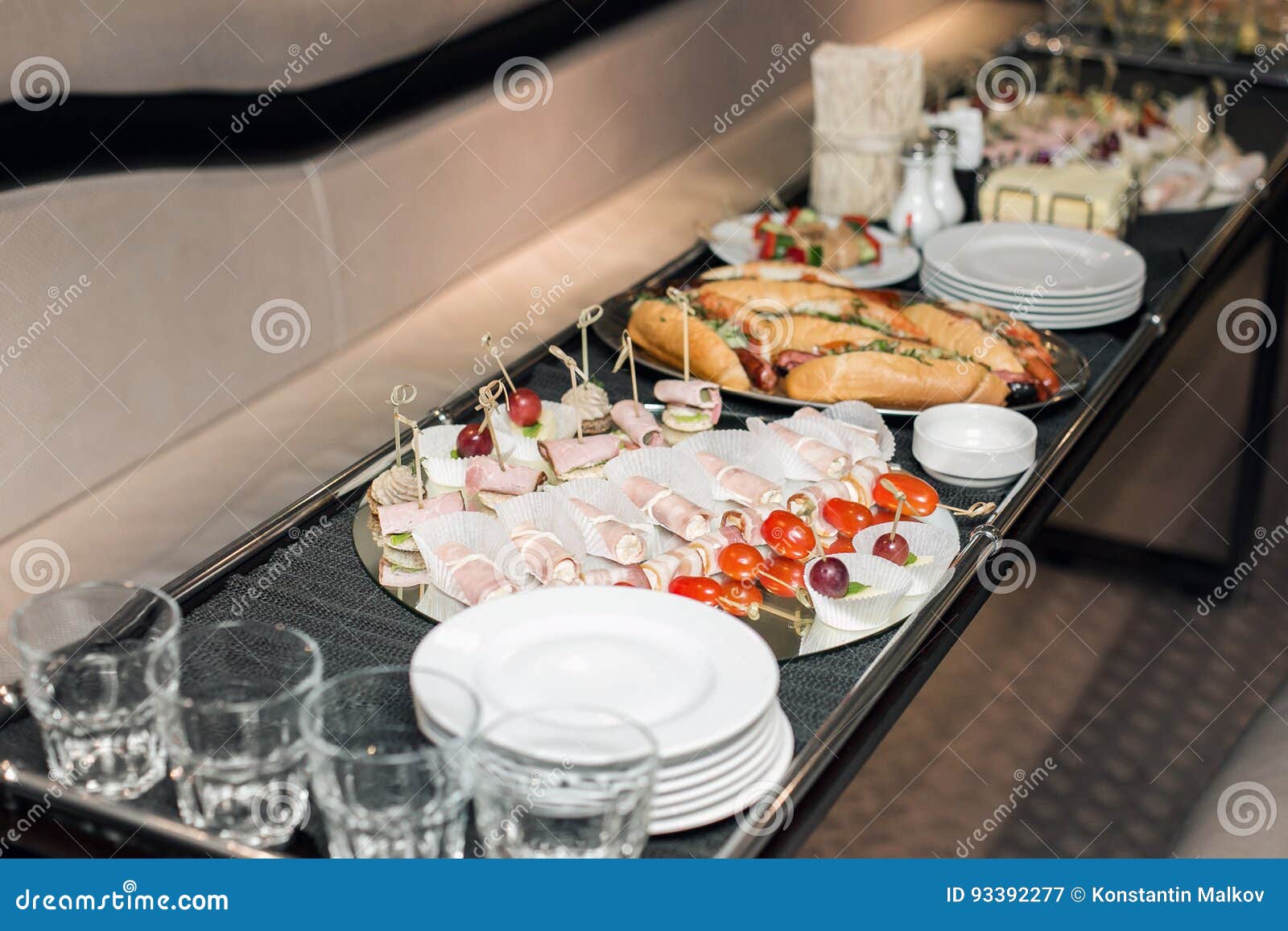 Interior Inside the Limousine. with Sofas and a Table Covered with ...