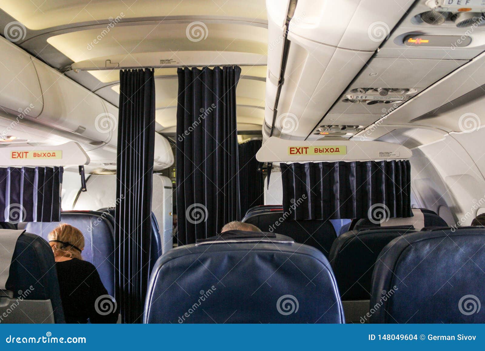Curtains Salon Business Class Editorial Stock Image - Image of airplane ...