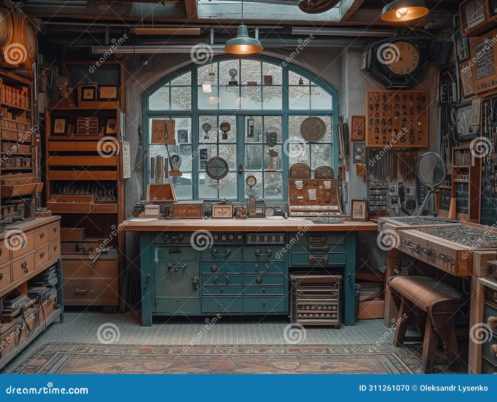 Interior Inside Vintage Jewelry Workshop Stock Illustration ...