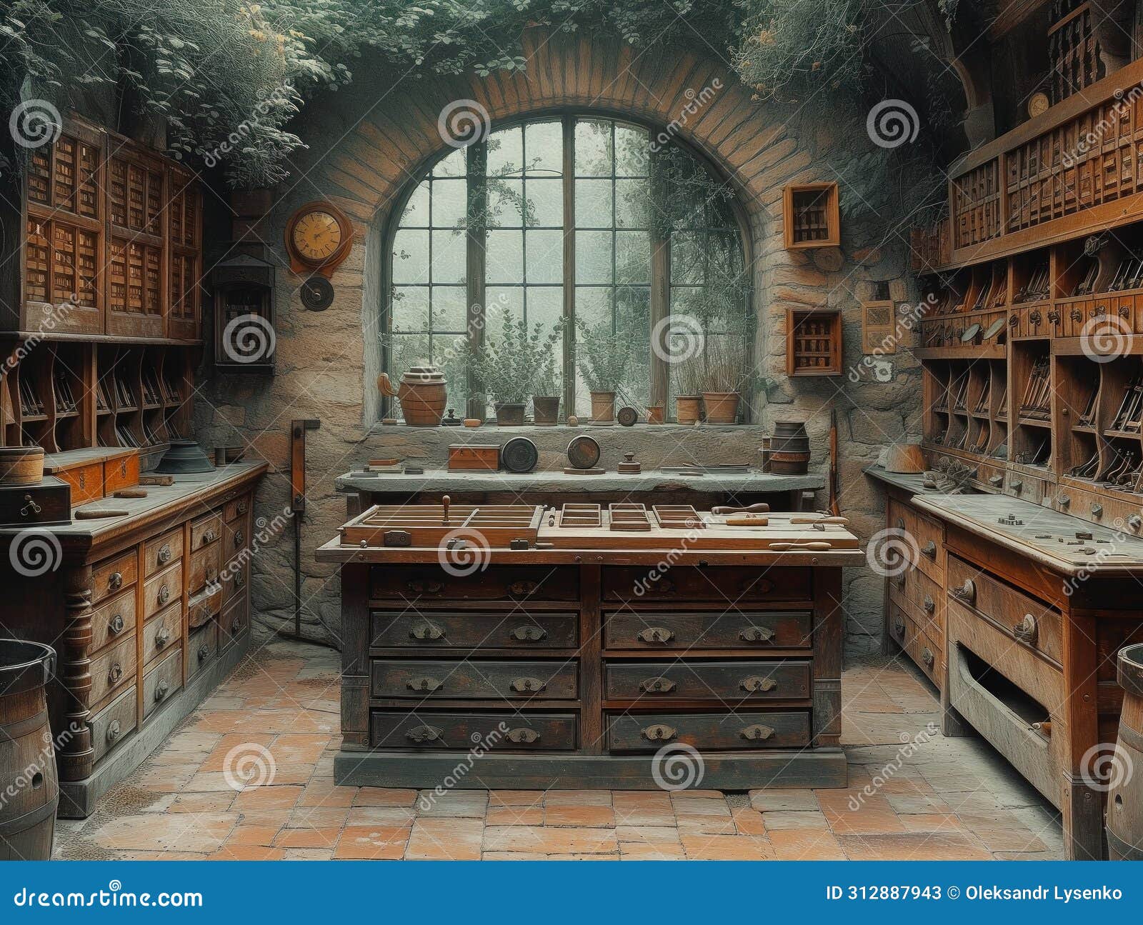 Interior Inside Vintage Jewelry Workshop Stock Illustration ...