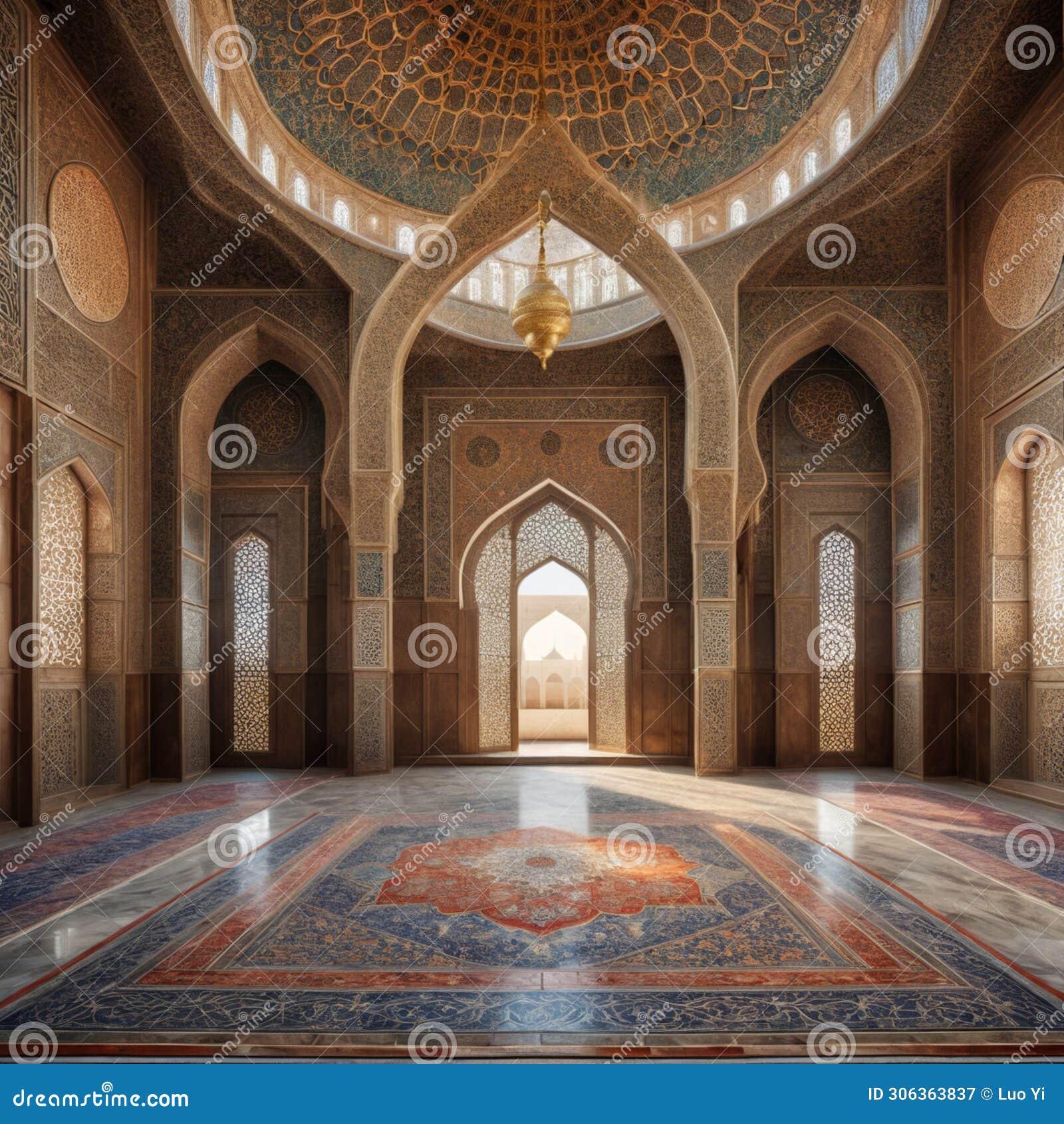 Interior of Islamic mosque stock illustration. Illustration of texture ...
