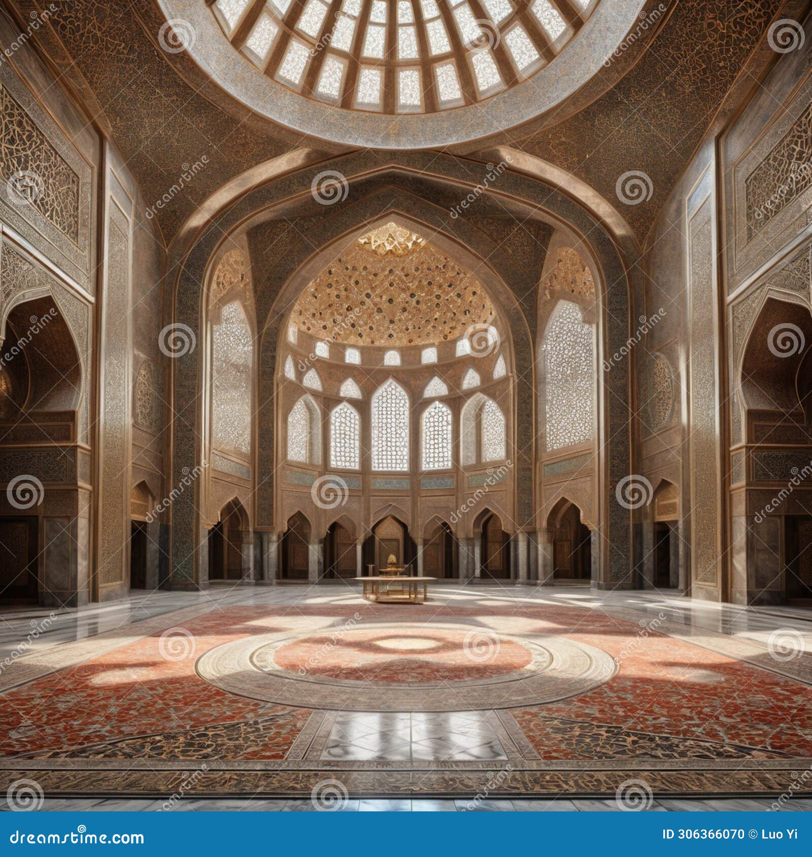 Interior of Islamic mosque stock illustration. Illustration of concepts ...