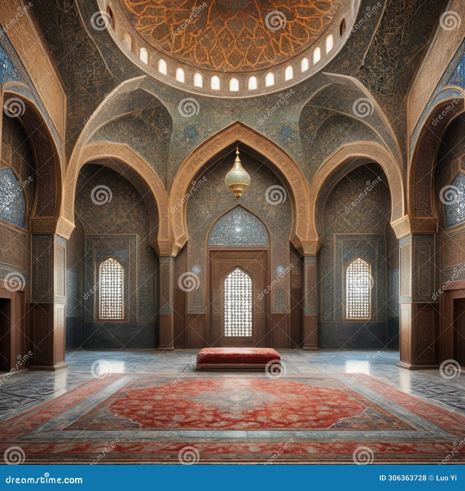 Interior of Islamic mosque stock illustration. Illustration of texture ...