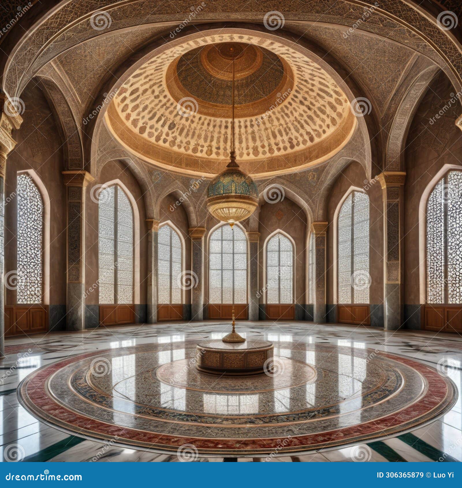 Interior of Islamic mosque stock illustration. Illustration of ...