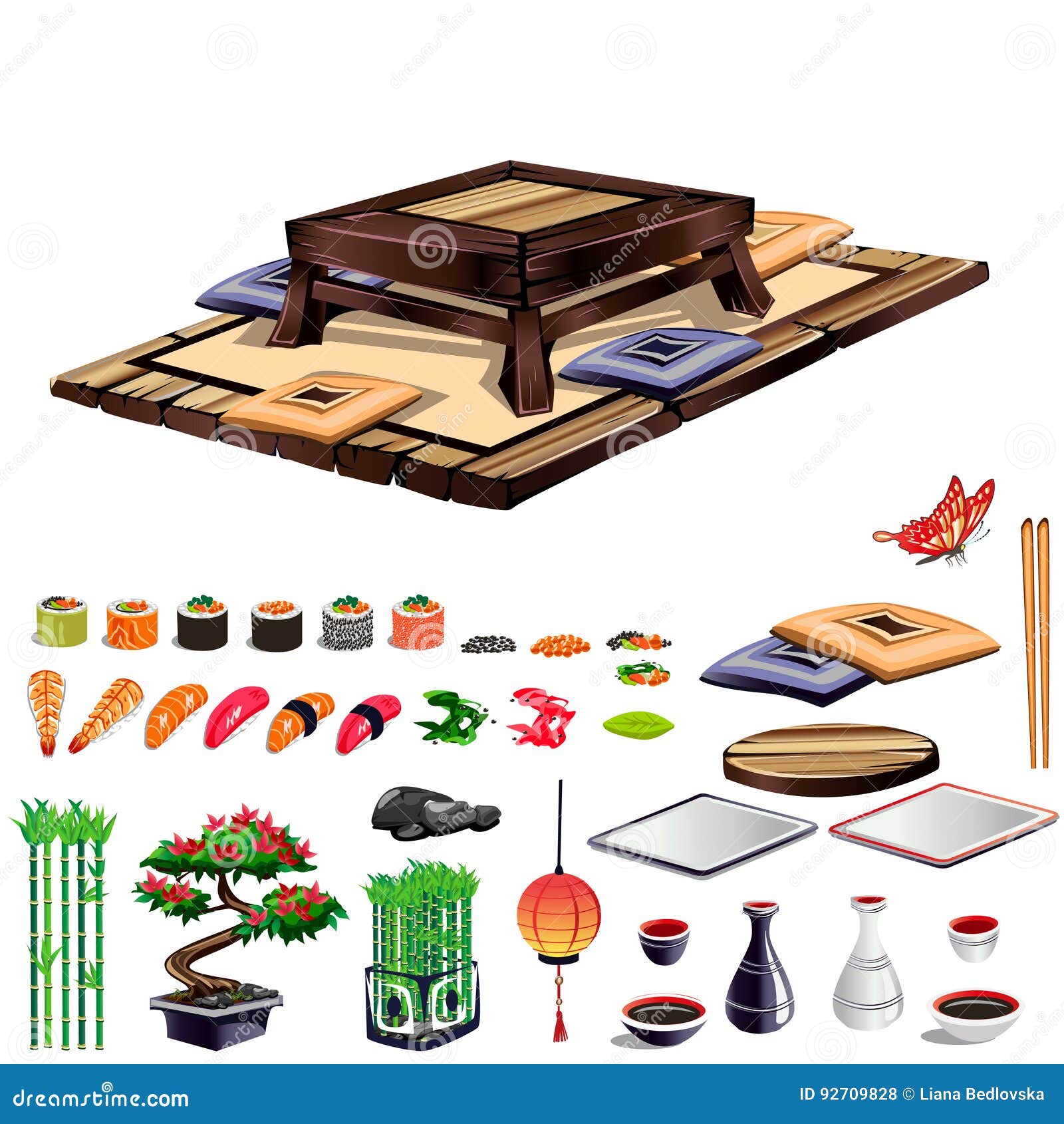 Interior of a Japanese Restaurant Stock Vector - Illustration of ...