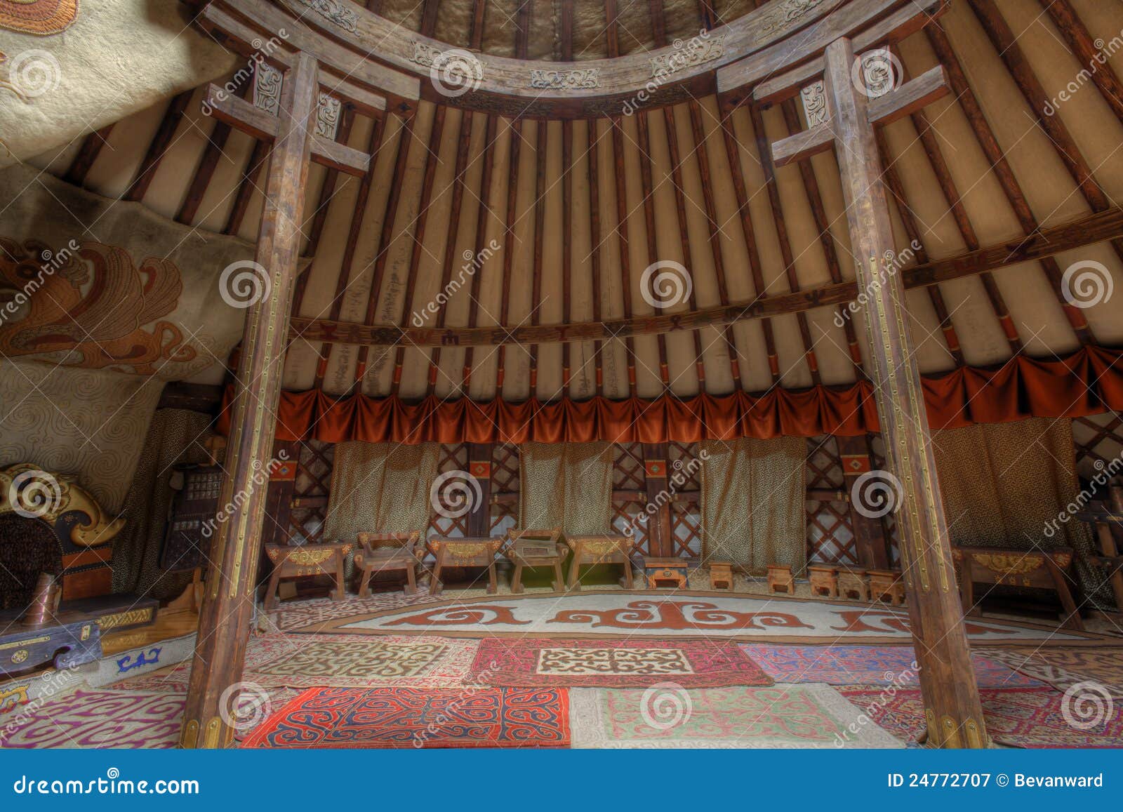 Interior of King S Grand Ger in Mongolia Stock Image - Image of seating ...
