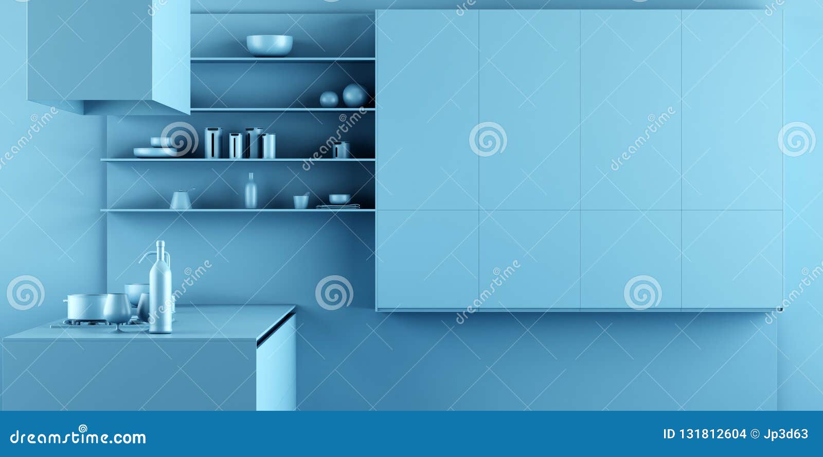 Interior Kitchen Background in Minimalist Monochrome Style Stock ...