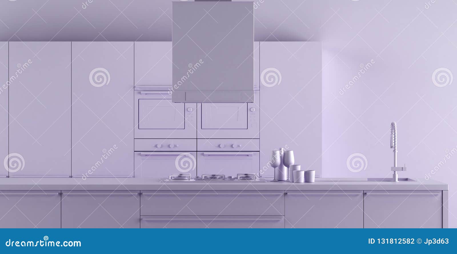 Interior Kitchen Background in Minimalist Monochrome Style Stock ...