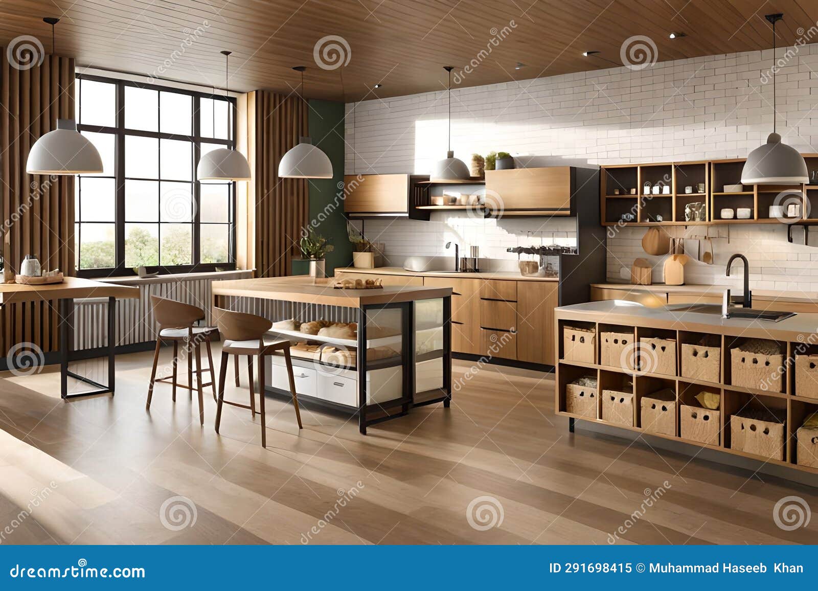 Interior of the Kitchen with Dining Table ,chirs and Lights Stock Image ...