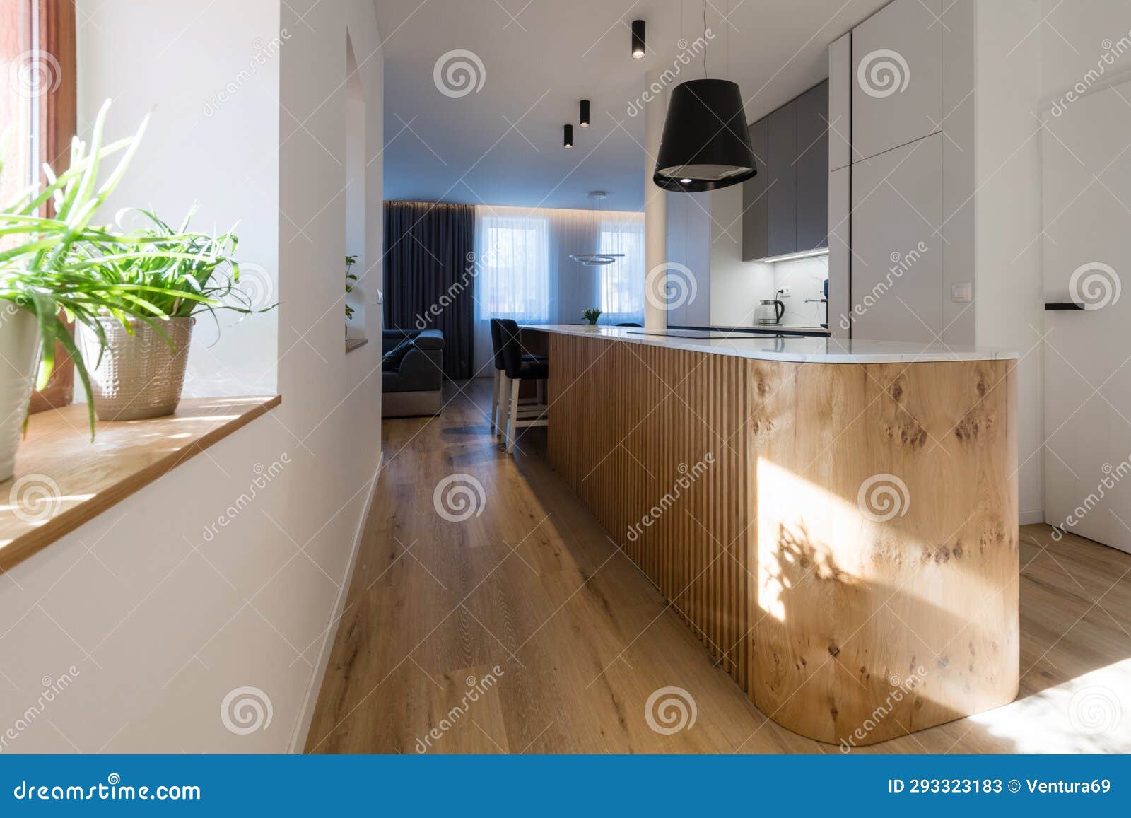 Kitchen with Island in Modern House Stock Image - Image of kitchen ...