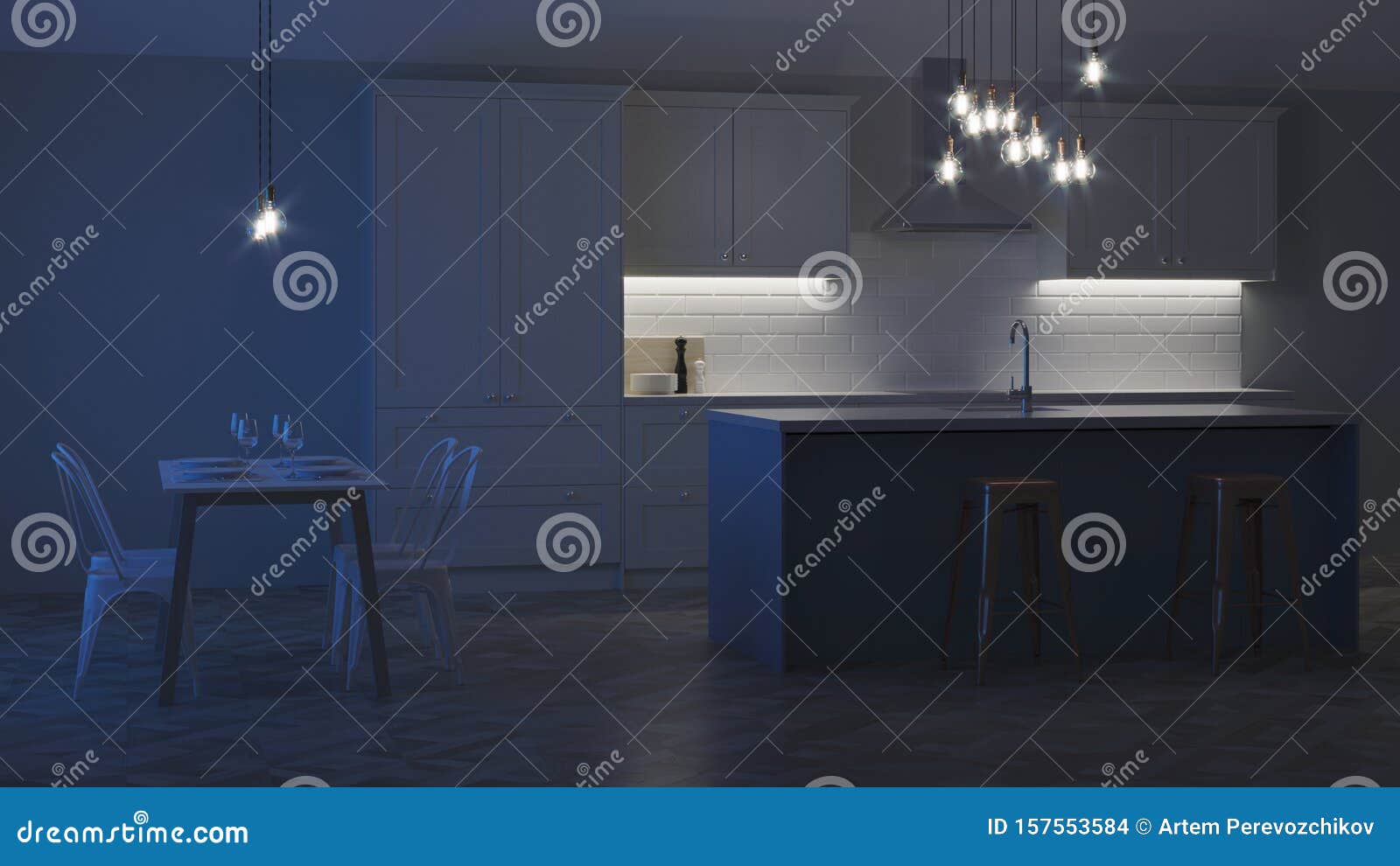 The Interior of the Kitchen in a Private House. White Kitchen with a ...