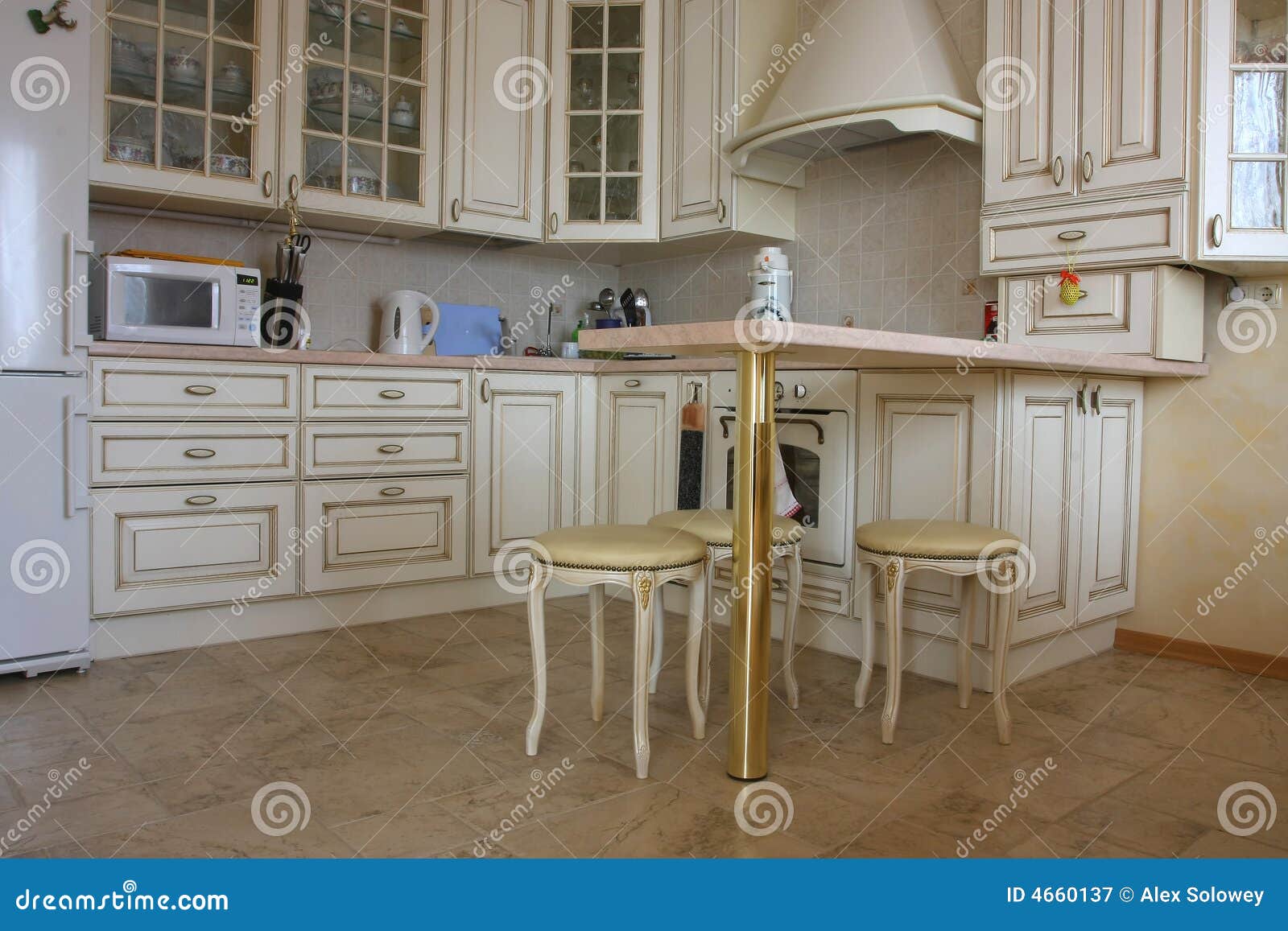 Interior Of Kitchen With A Table And Tablewares In Picture. Image: 4660137