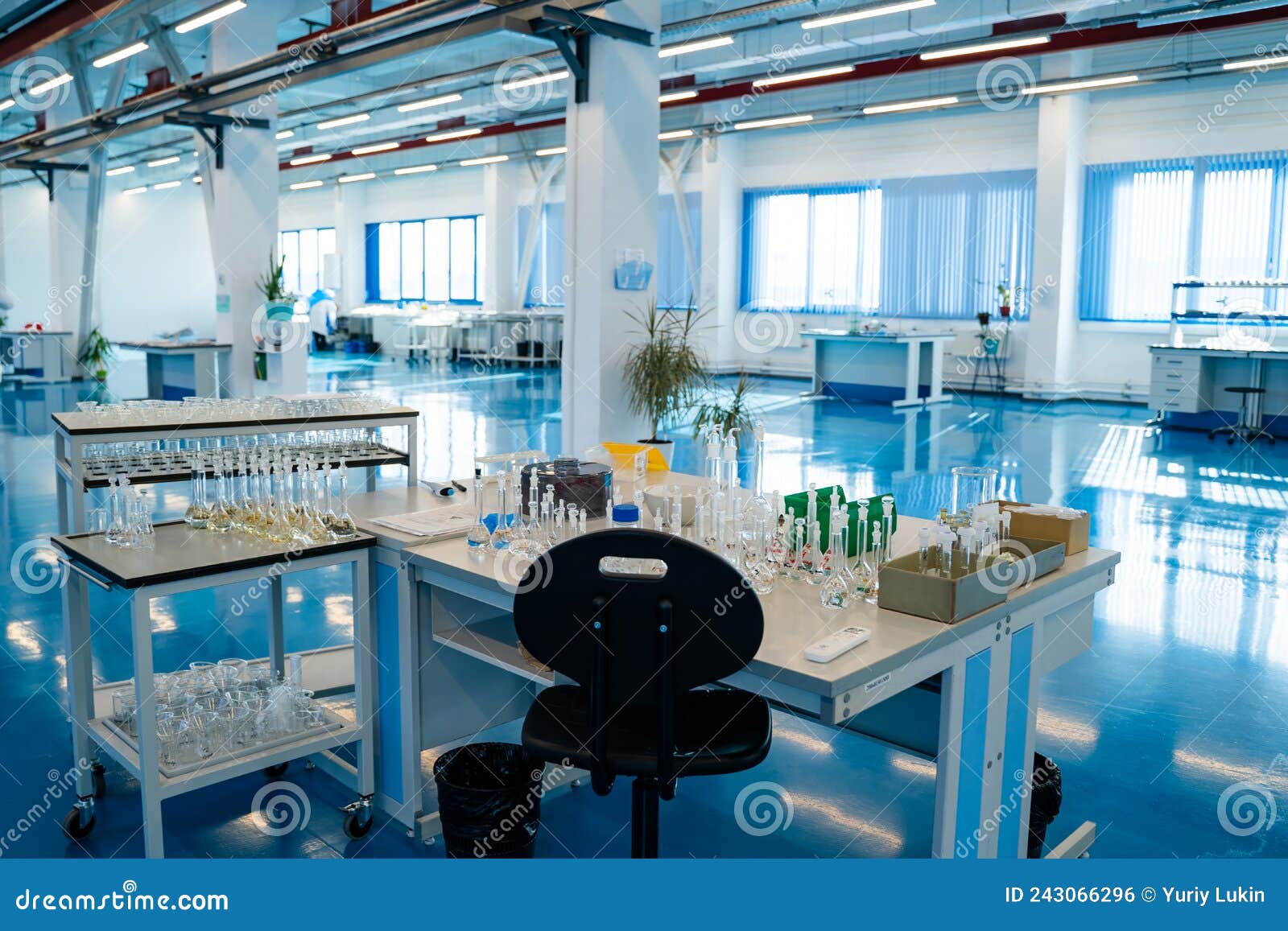 The Interior of the Laboratory for Analysis is Blue Stock Photo - Image ...