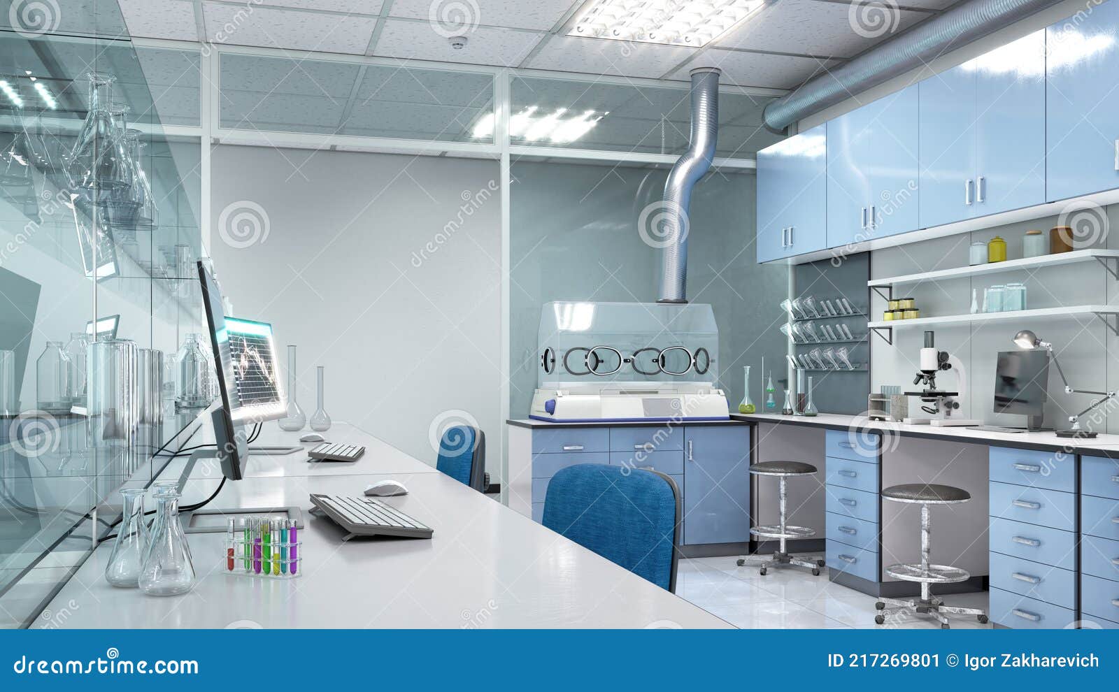 Interior of Laboratory Workplace. 3d Illustration Stock Illustration ...