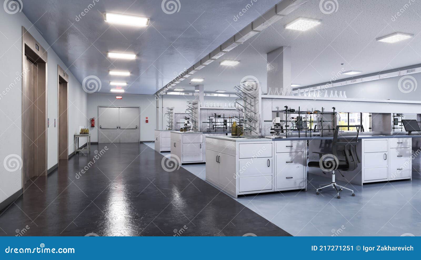 Interior of Laboratory Workplace. Stock Illustration - Illustration of ...