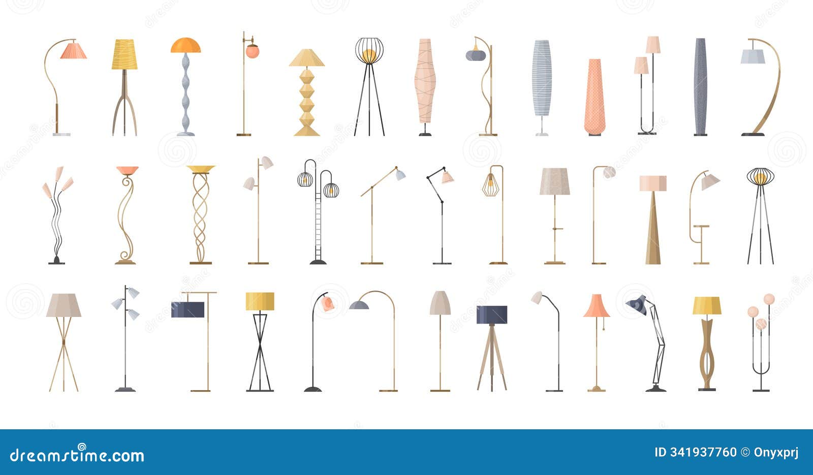 Interior Lamp. House Design Decoration with Floor Lamp Modern Lights ...