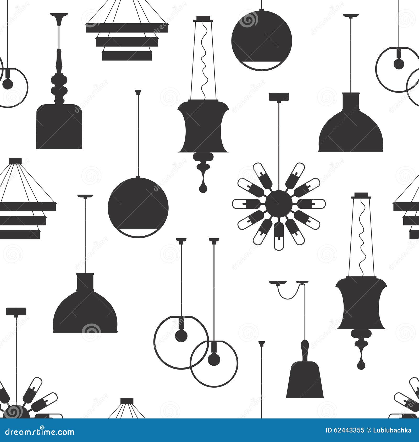 Interior Lamps Vector Seamless Pattern Stock Vector - Illustration of ...