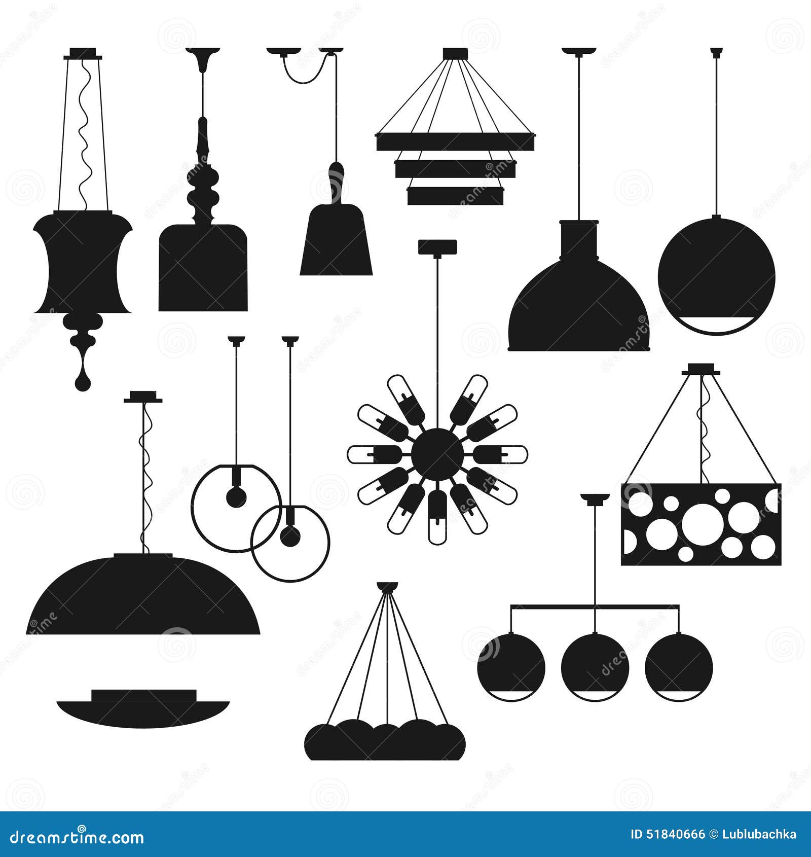 Interior Lamps Vector Set. Lightning Icons Stock Vector - Illustration ...