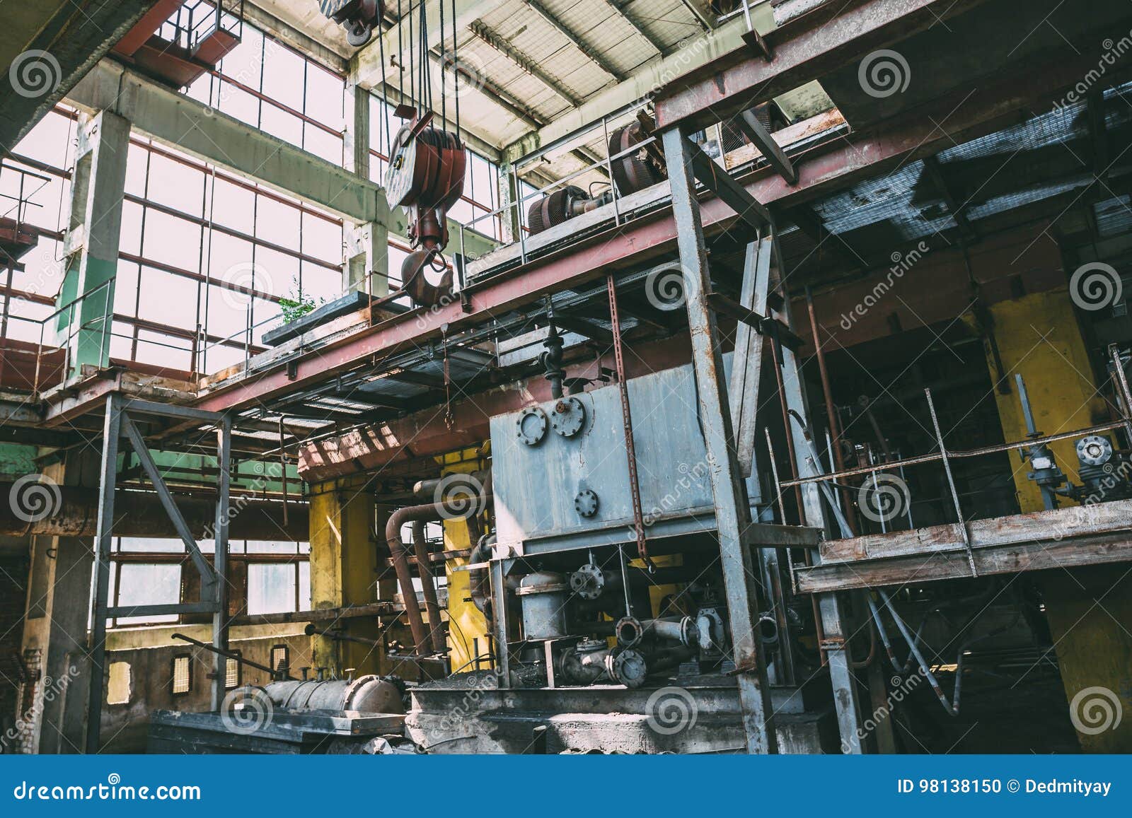 The Interior of a Large Abandoned Soviet Factory Stock Photo - Image of ...