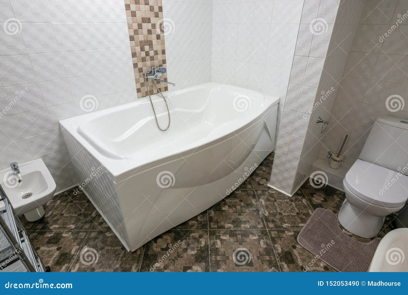 Interior of a Large Bathroom Combined with a Toilet Stock Photo - Image ...