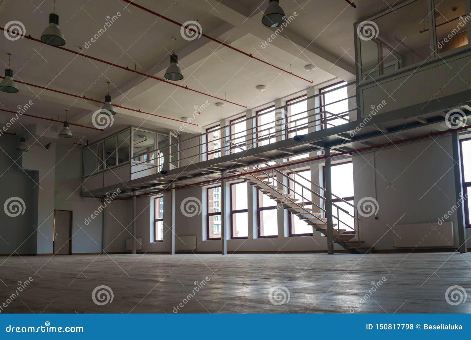 Interior of a Large Empty Room Stock Photo - Image of metal, mezzanine ...