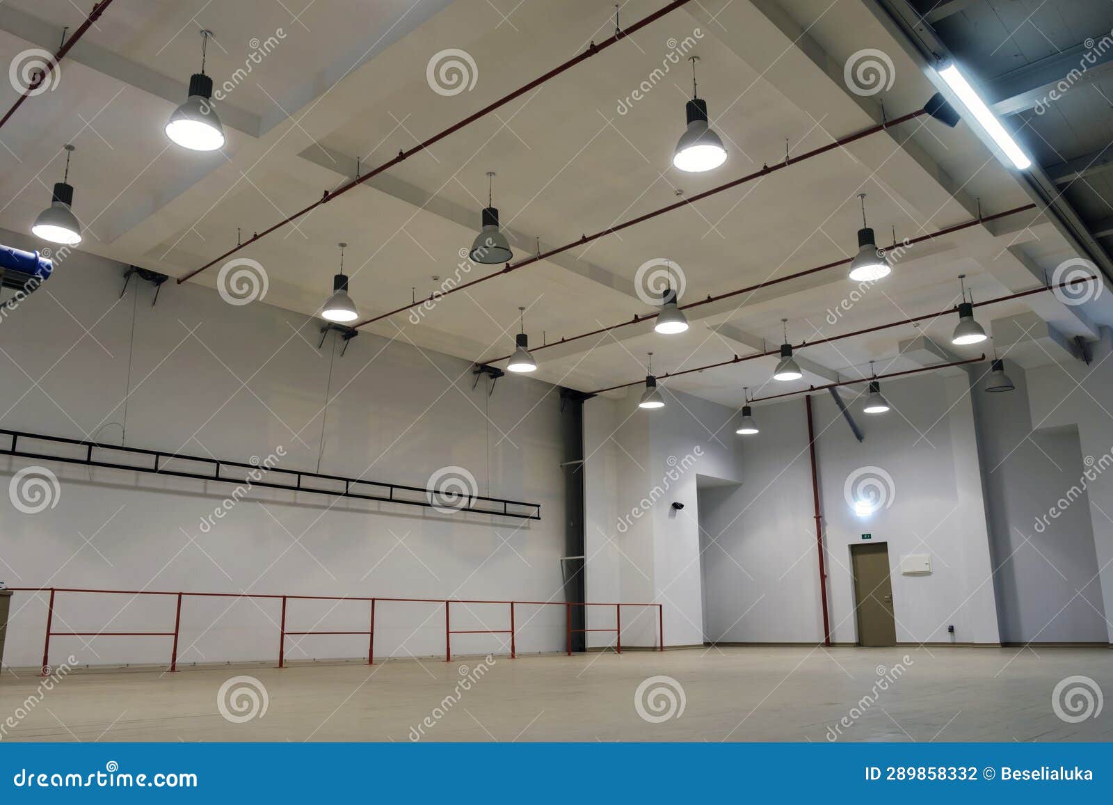 Interior of a Large Empty Room with Lights Stock Photo - Image of ...