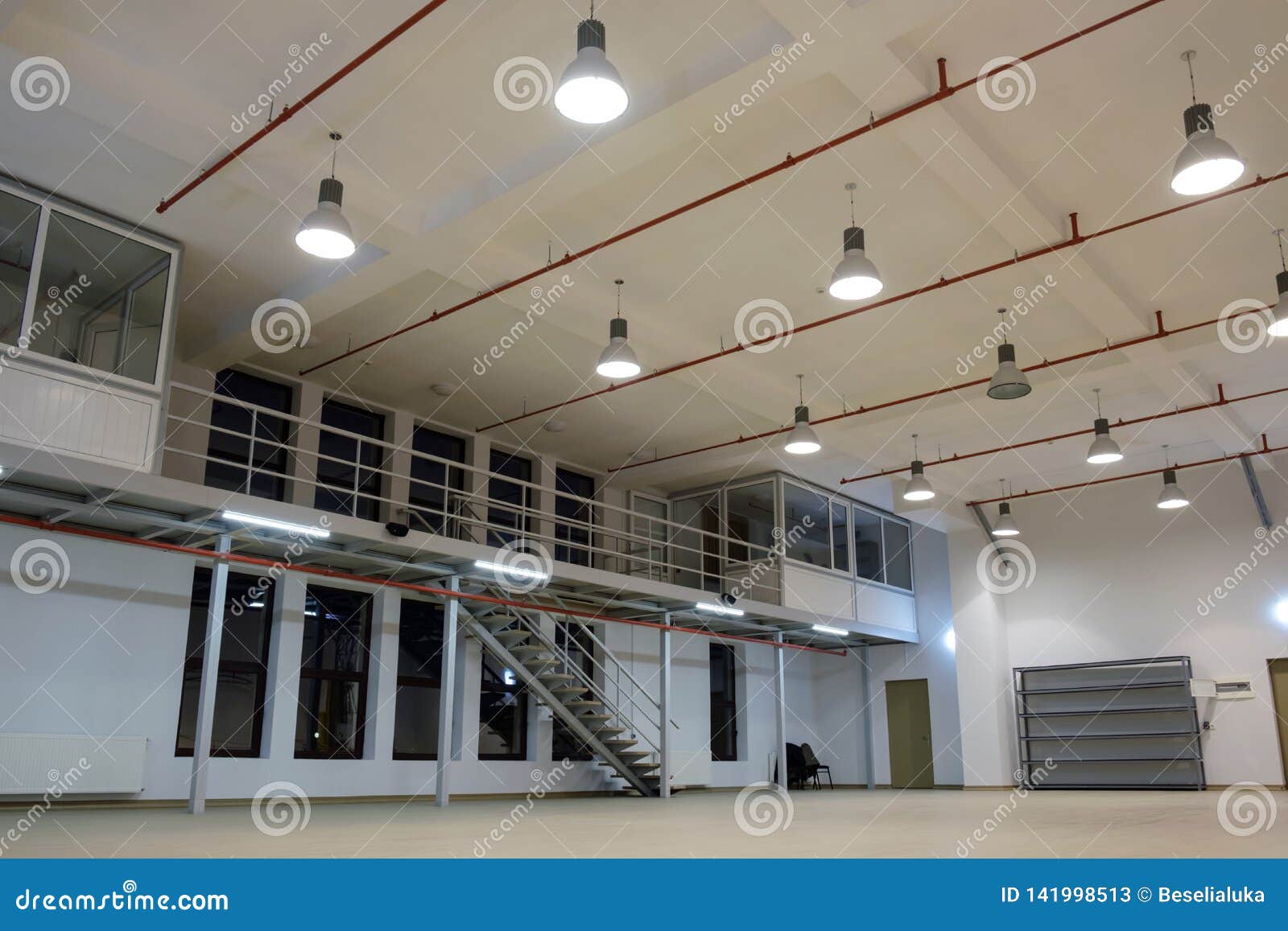 Interior of a Large Empty Room Stock Image - Image of large, metal ...