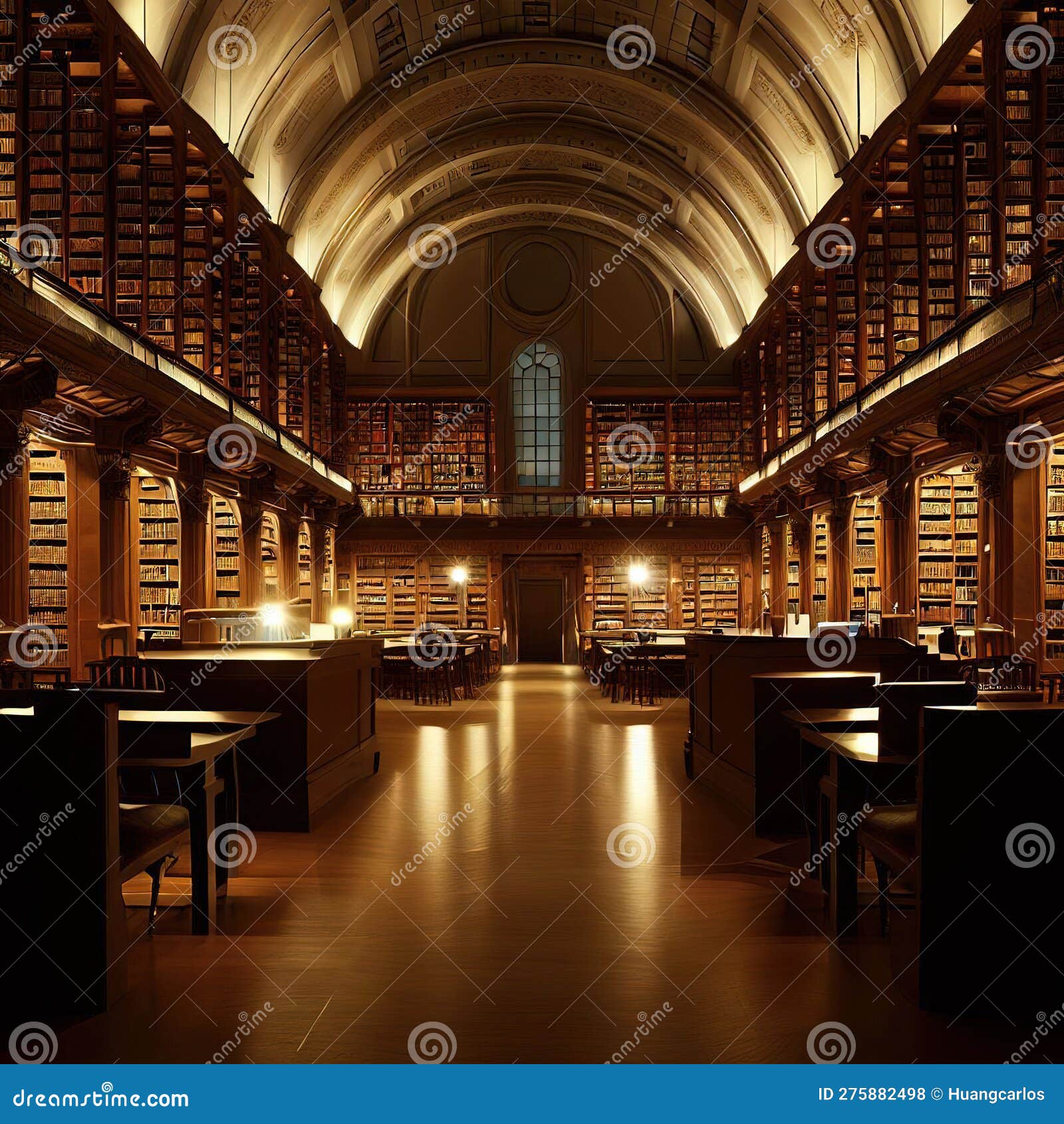Interior of a Large Library with Generative AI Stock Illustration ...