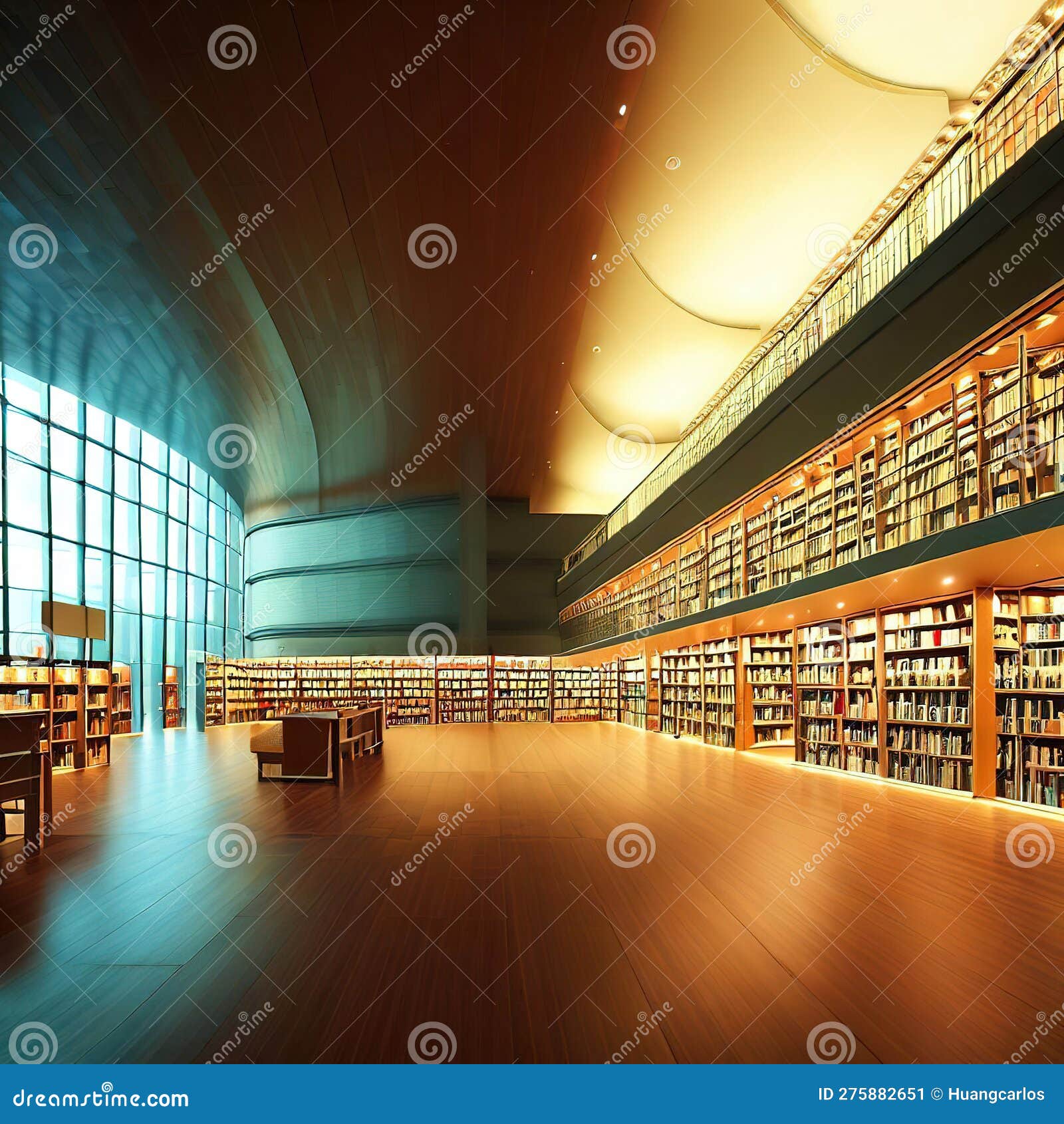 Interior of a Large Library with Generative AI Stock Illustration ...