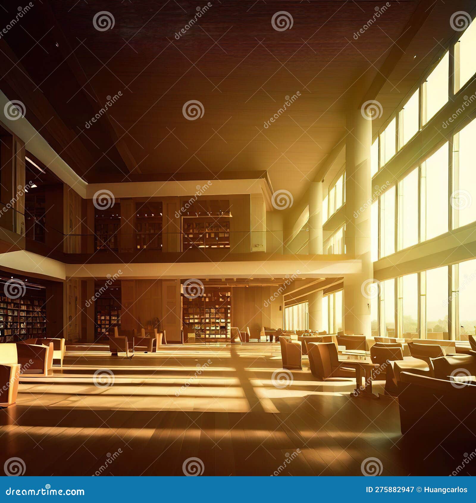 Interior of a Large Library with Generative AI Stock Image - Image of ...