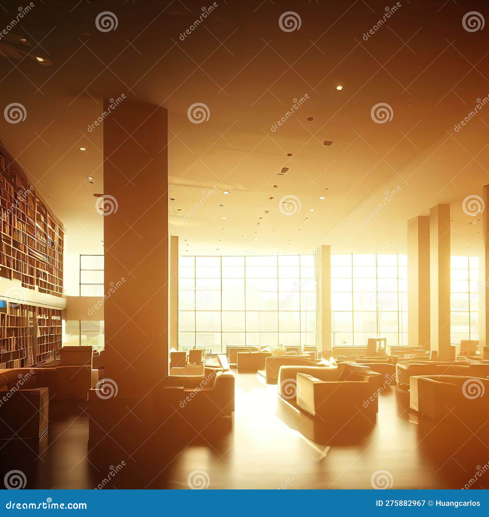 Interior of a Large Library with Generative AI Stock Illustration ...