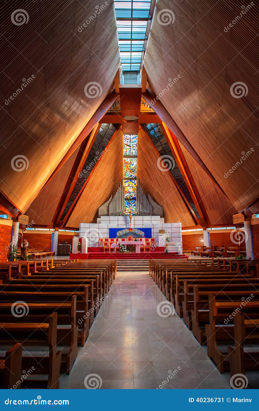 Interior of Large Modern Catholic Cathedral with High Ceiling Editorial ...
