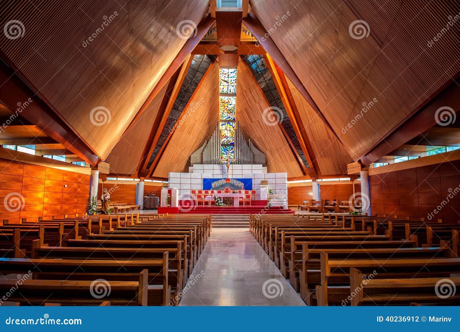 Interior of Large Modern Catholic Cathedral Editorial Photography ...