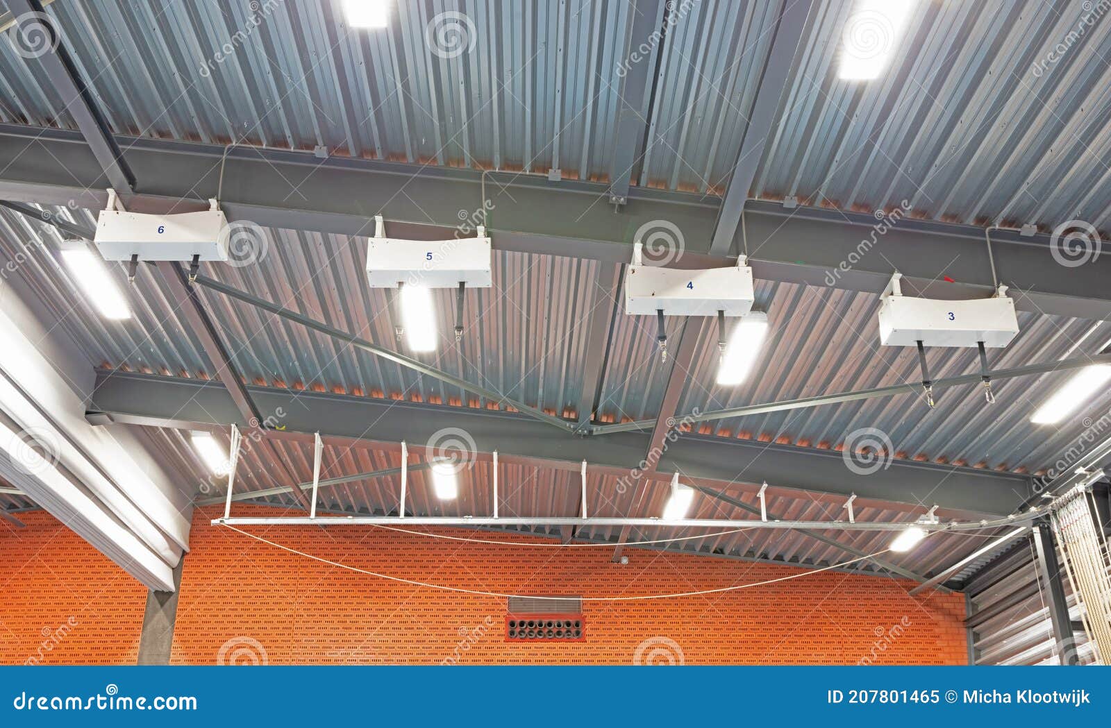 Interior of a Large School Gym Hall Stock Image - Image of class, roof ...