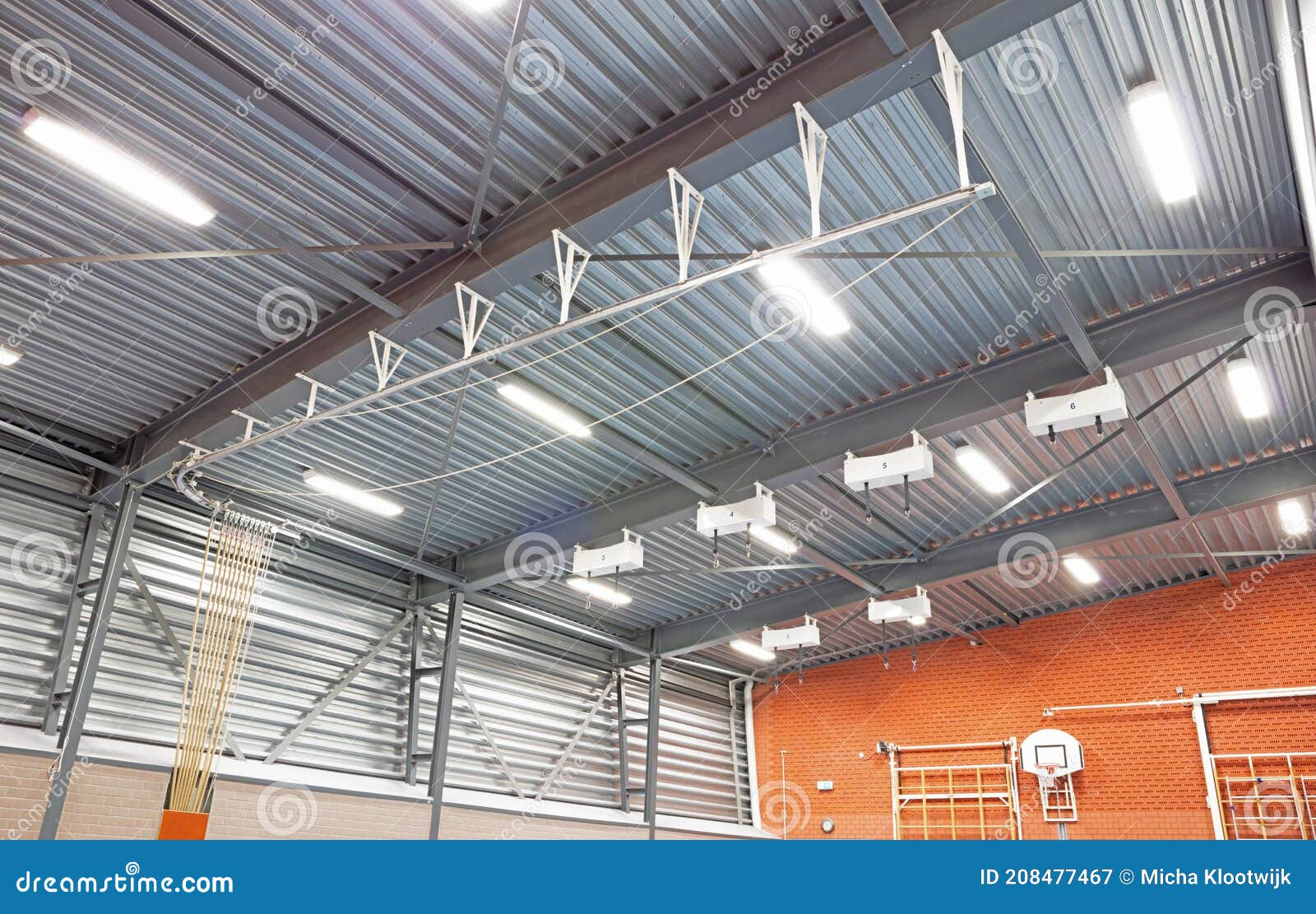 Interior of a Large School Gym Hall Stock Image - Image of equipment ...