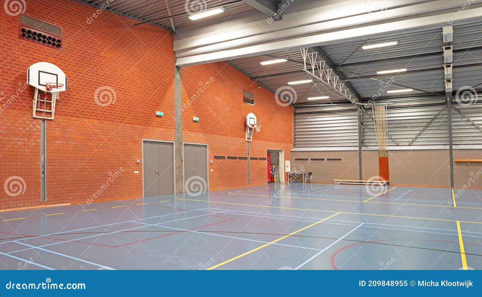 Interior of a Large School Gym Hall Stock Image - Image of sport ...