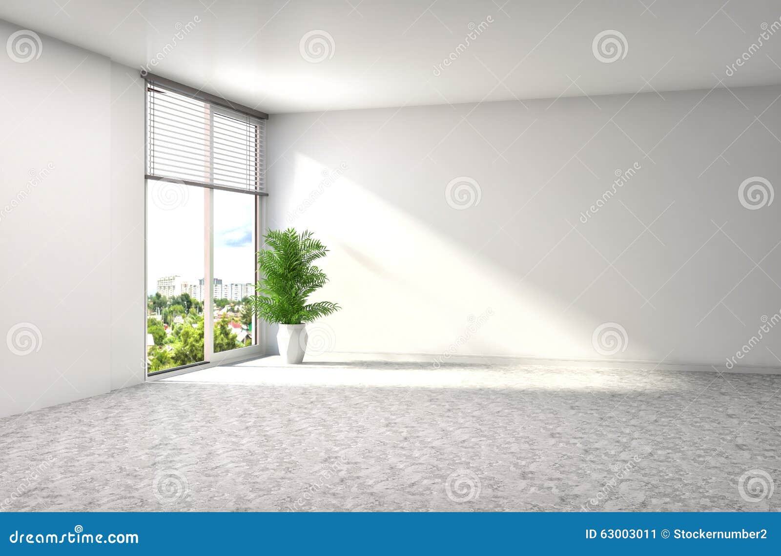 Interior with Large Window. 3d Illustration Stock Illustration ...