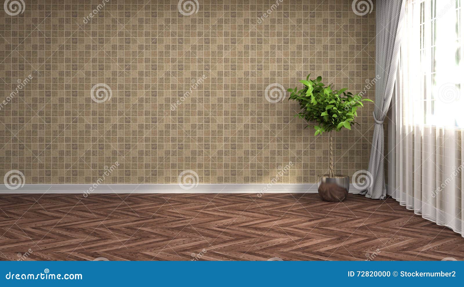 Interior with Large Window. 3d Illustration Stock Illustration ...