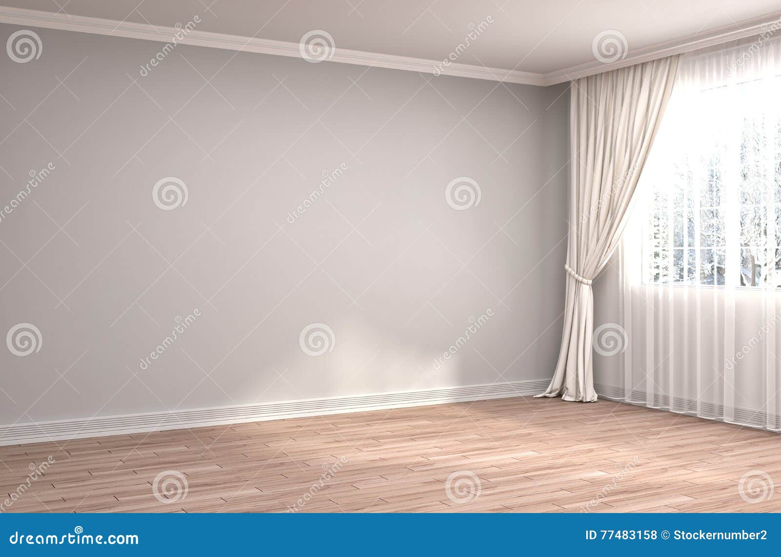 Interior with Large Window. 3d Illustration Stock Illustration ...